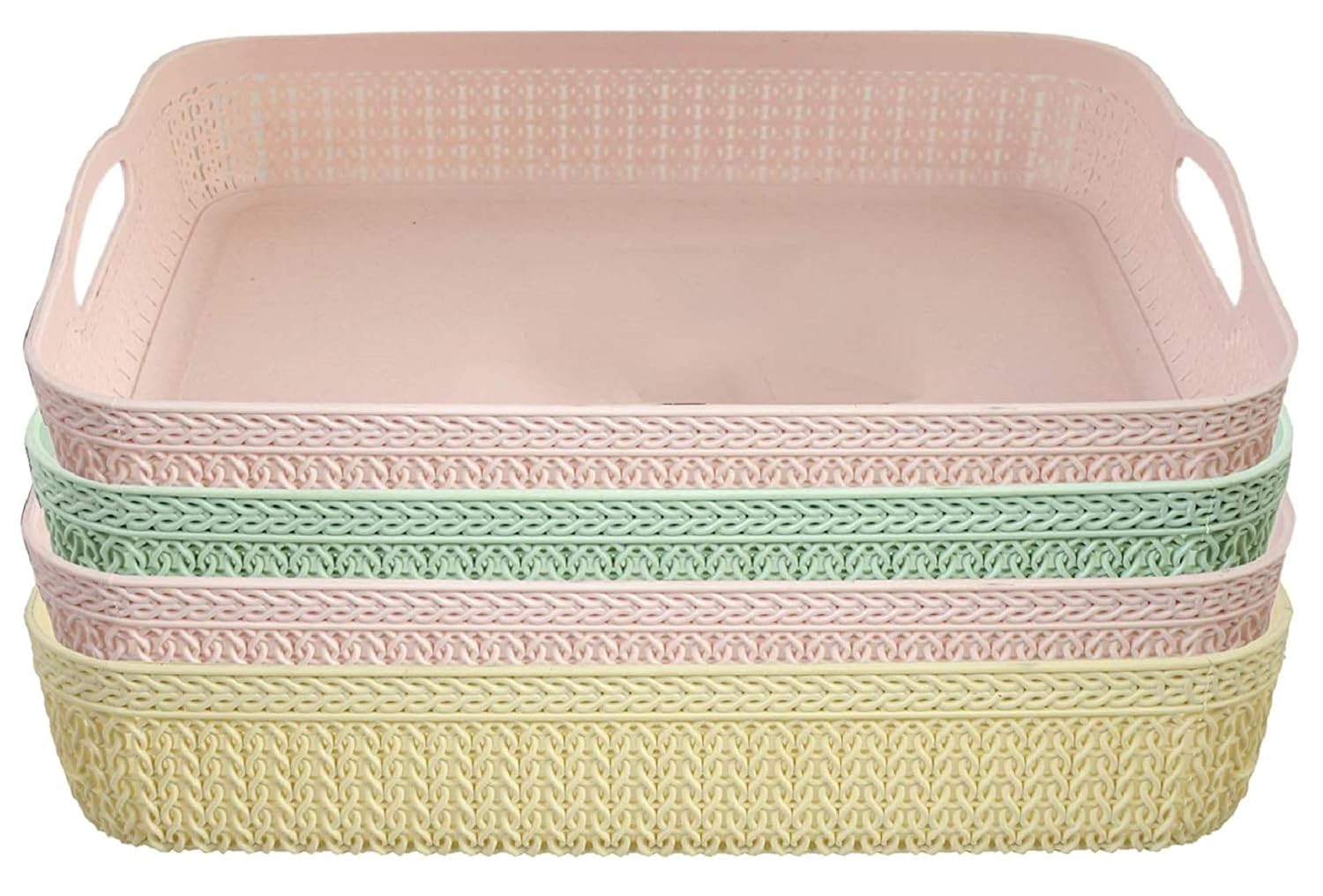 Small Plastic Storage Baskets [Pack of 4, Multi-Color]